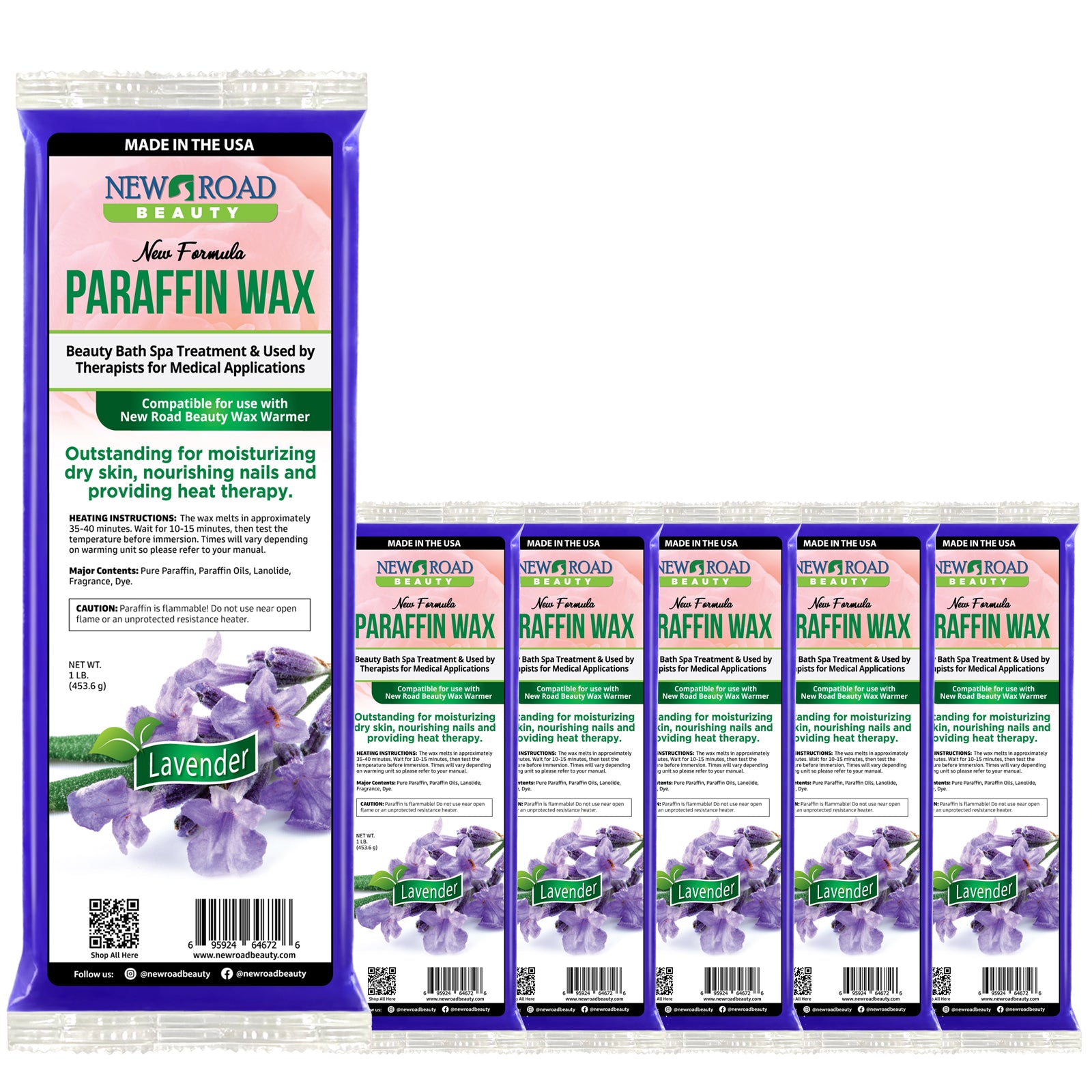 Lavender Paraffin Wax Spa Treatment 6-Pack - New Road Beauty